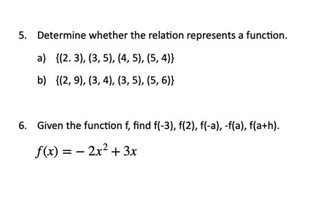 Solved 5 Determine Whether The Relation Represents A Chegg Com
