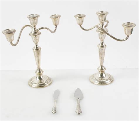 at auction gorham candelabra wallace sterling handled servers