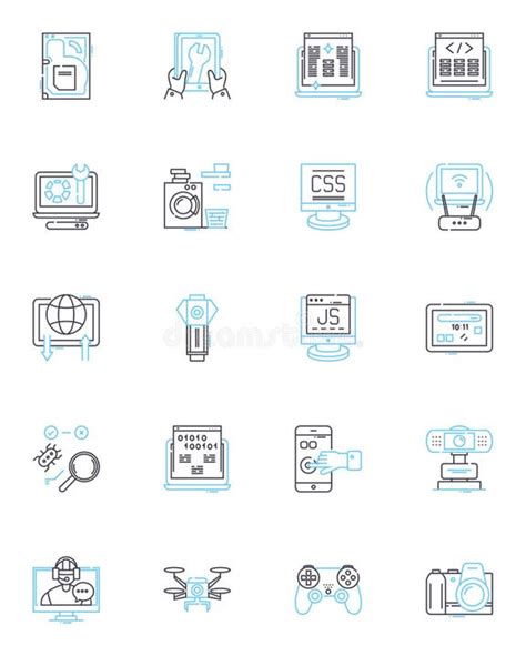 Online Platforms Linear Icons Set Efficiency Accessibility User