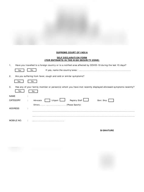 Self Declaration Form Supreme Court COVID 19 PDF InstaPDF