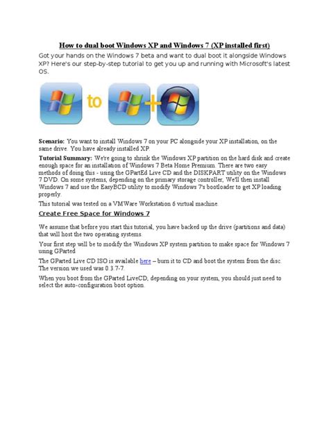 How To Dual Boot Windows Xp And Windows 7 Download Free Pdf Booting Windows 7