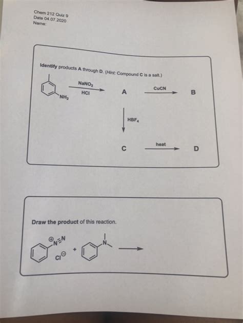 Chem 212 Quiz 9 Date 04 07 2020 Name Identify