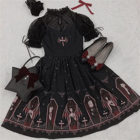 New Cute Goth Dress Short Gothic Dress Kawaii Peach