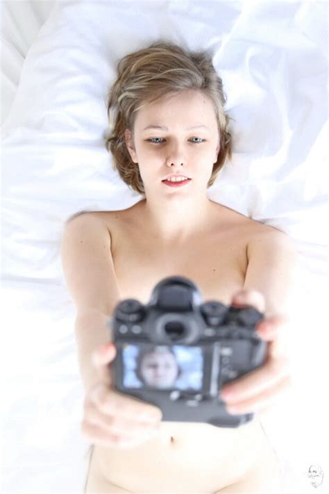 Blond Photographer Takes A Selfshot With Dslr Steakmeat