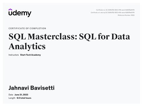 Jahnavi Bavisetti On Linkedin Udemy Course Completion Certificate