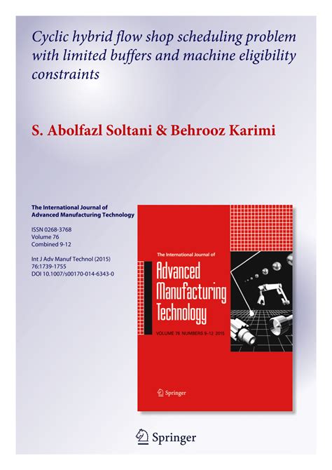 Pdf Cyclic Hybrid Flow Shop Scheduling Problem With Limited Buffers And Machine Eligibility