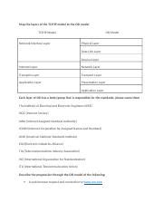 Assignment Docx Map The Layers Of The TCP IP Model To The OSI Model TCP IP Model Network