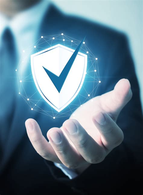 Protection Network Security Computer And Safe Your Data Concept Businessman Holding Shield