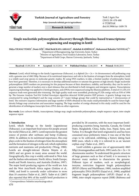 Single Nucleotide Polymorphism Discovery Through Illumina Based Transcriptome Sequencing And
