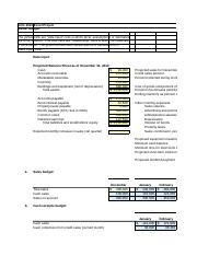 Excel Project Xlsx ACG Excel Project Master Budget The Yellow Cells Are Data Input Cells
