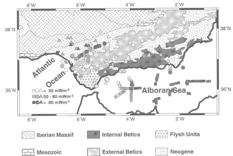 Surface Heat Flow Map In Mw M 2 Triangles Indicate Measurements From