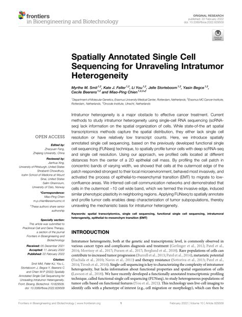 PDF Spatially Annotated Single Cell Sequencing For Unraveling Intratumor Heterogeneity