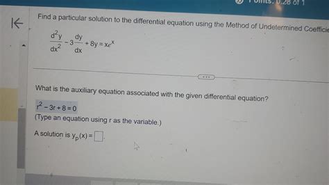 solved find a particular solution to the differential