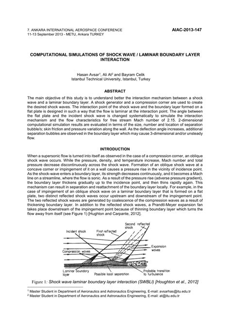 Pdf Computational Simulations Of Shock Wave Laminar Boundary Layer