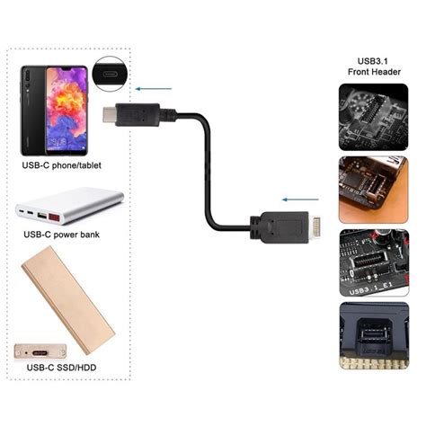 Usb Front Panel Header To Usb C Type C Male Extension Data Cable