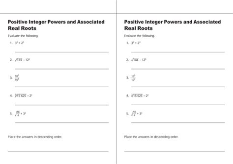Gcse Math Positive Integer Powers And Associated Real Roots Teaching