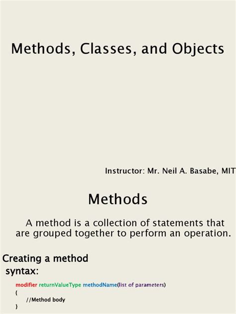 Methods Classes And Objects Pdf Method Computer Programming
