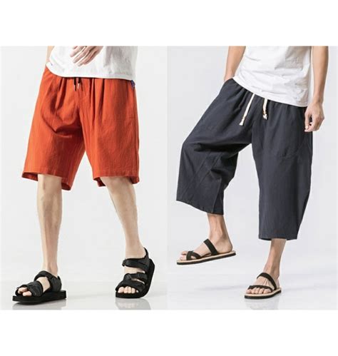 린넨 남자 와이드 7부 팬츠 반바지 티몬