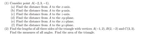 Solved Consider Point A A Find The Distance Chegg