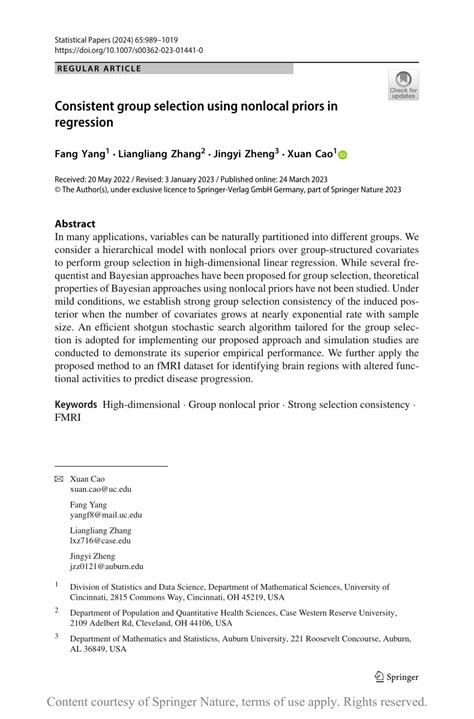 consistent group selection using nonlocal priors in regression