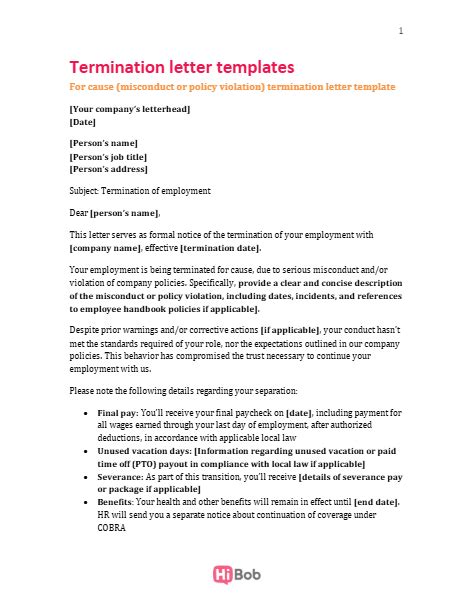 Termination Letter Template And Guide 2025 Hibob