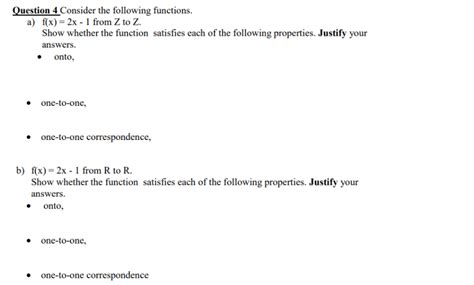 Solved Question 4consider The Following Functions A