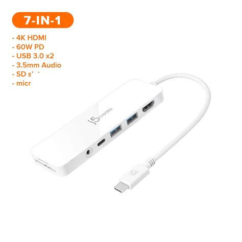J Create USB C In K HDMI Multi Port Hub With PD W JCD