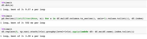 Python Retrieve Series Of Slices Of Column Headers Based On Truth Of Dataframe Values Stack
