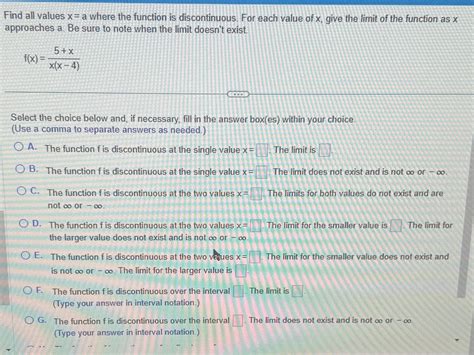 Solved Find All Values Xa Where The Function Is