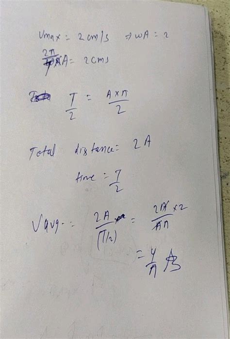Maximum Velocity Of Particle In SHM IS Then Magnitude Of Average Velocity During Extreme