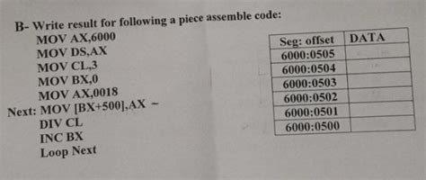 Solved B W Rite Result For Following A Piece Assemble Code