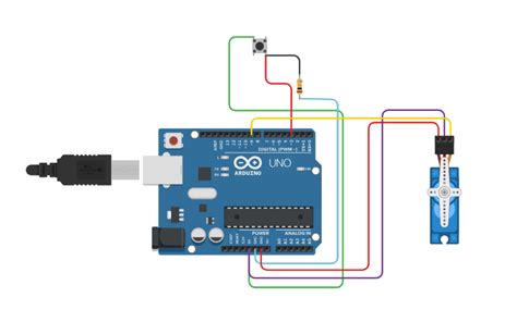 circuit design push button control servo motor tinkercad