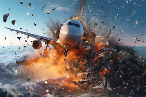 Premium Ai Image A Plane Is Flying In A Explosion With A Explosion In
