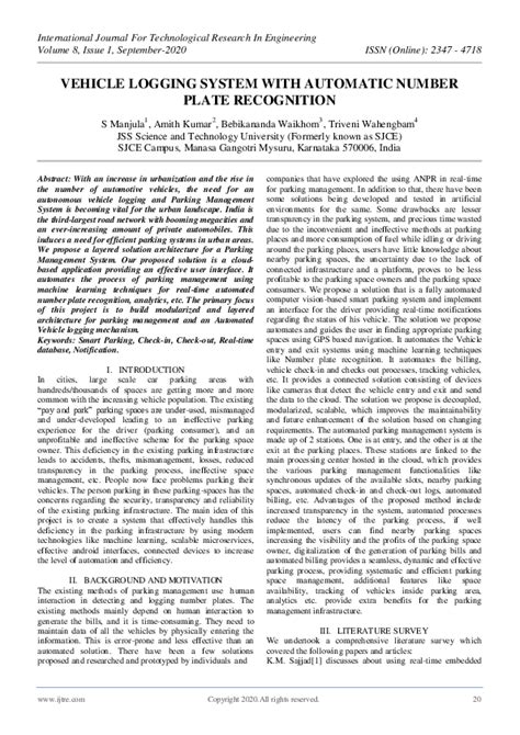 Pdf Vehicle Logging System With Automatic Number Plate Recognition