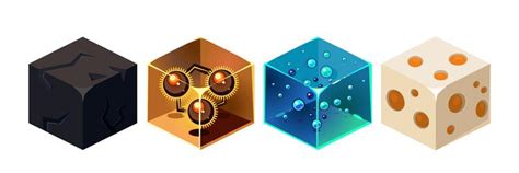 Game Blocks And Cubes Of Different Material Vector Image