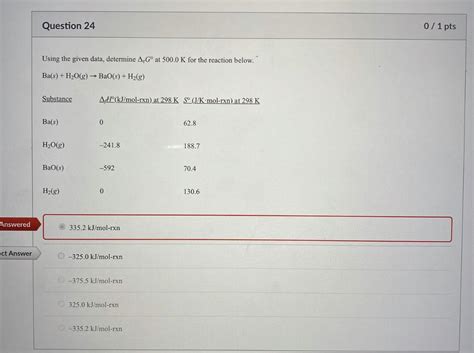 Solved Using The Given Data Determine Δrg∘ At 5000 K For
