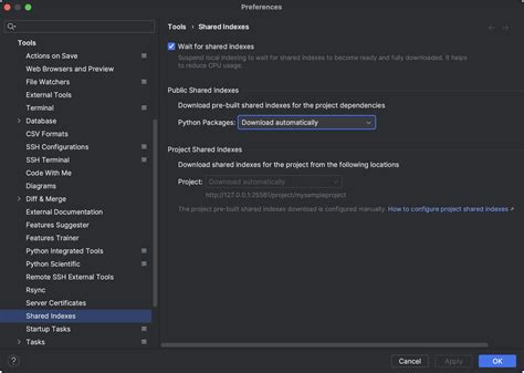 Shared Indexes Pycharm Documentation