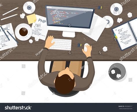 Programming Coding Backgroundflat Designprogram Source Codesoftware เวกเตอร์สต็อก ปลอดค่า