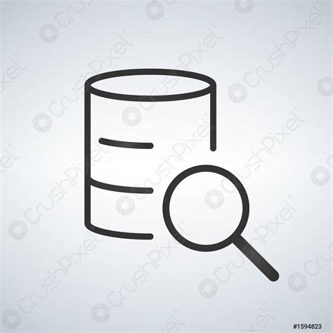 Linear Database Server Isolated Flat Web Mobile Icon With Search
