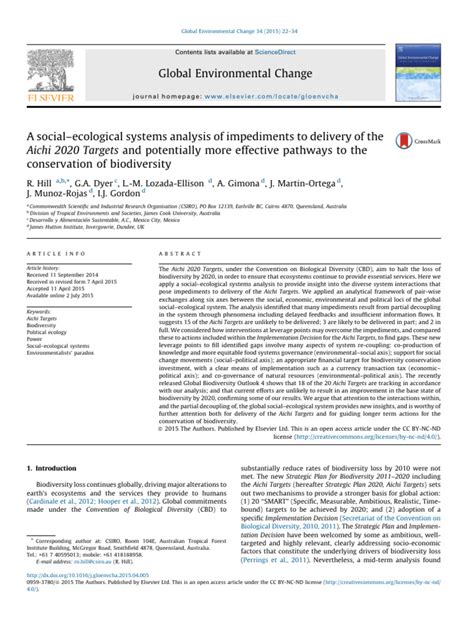 A Social Ecological Systems Analysis Of Impediments To Delivery Of The