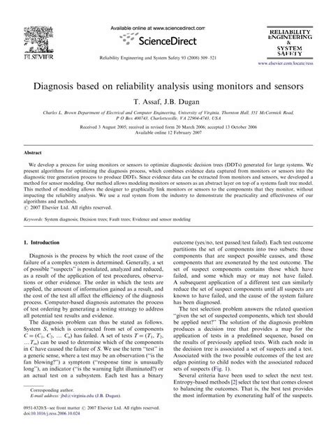 pdf diagnosis based on reliability analysis using monitors and