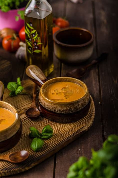 Vegetable Tomato Soup Delish Stock Image Image Of Rustic Diet 91087045