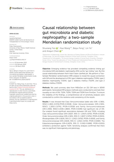 Pdf Causal Relationship Between Gut Microbiota And Diabetic