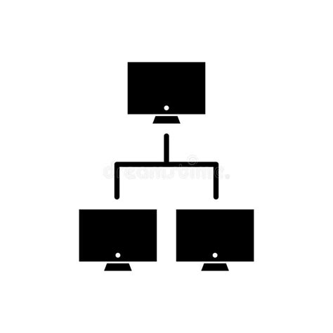 Computer Network Icon Set Laptop Lan Sharing Vector Symbol In A Black
