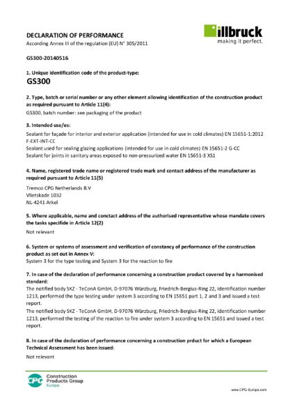 Gs300 Declaration Of Performance Nbs Source