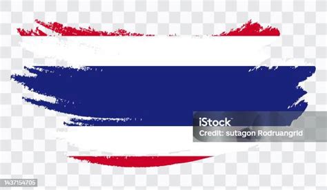 태국 국기와 함께 그런 지 브러시 스트로크 수채화 그림 깃발 포스터 국기의 배너 스타일 수채화 그리기 투명한 배경에 격리된 벡터입니다 가리기에 대한 스톡 벡터 아트 및 기타