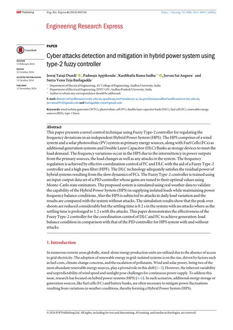 Cyber Attacks Detection And Mitigation In Hybrid Power System Using Type 2 Fuzzy Controller