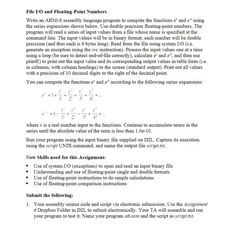File I O And Floating Point Numbers Write An ARMv Chegg