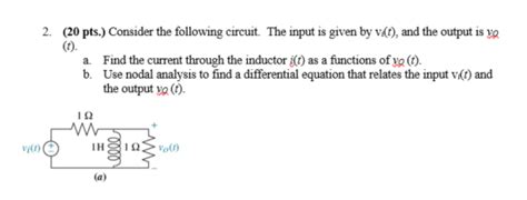 Solved Consider The Following Circuit The Input Is Given By Chegg
