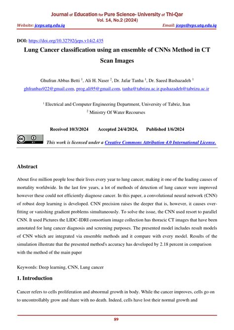 Pdf Lung Cancer Classification Using An Ensemble Of Cnns Method In Ct Scan Images